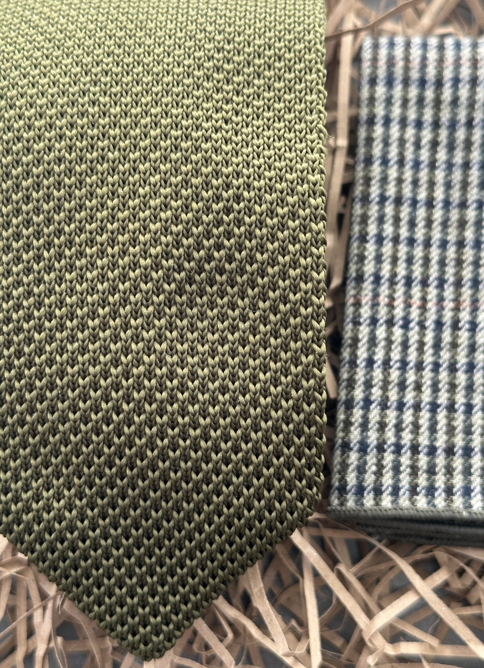 The Olive Green Knitted Tie & Pocket Square Set, Men’s Gifts ...